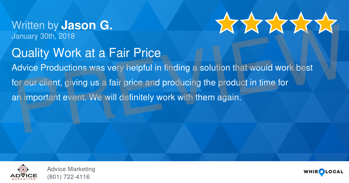 Quality Work at a Fair Price | Advice Marketing