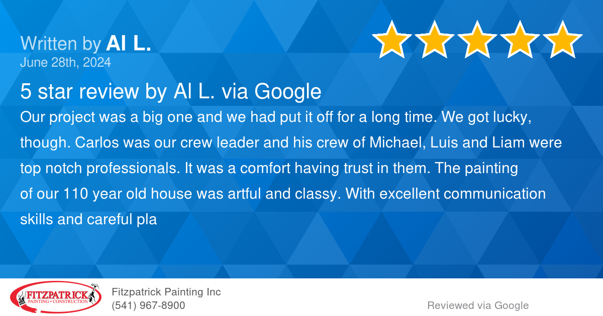 5 Star Review by Al L. | Fitzpatrick Painting Inc