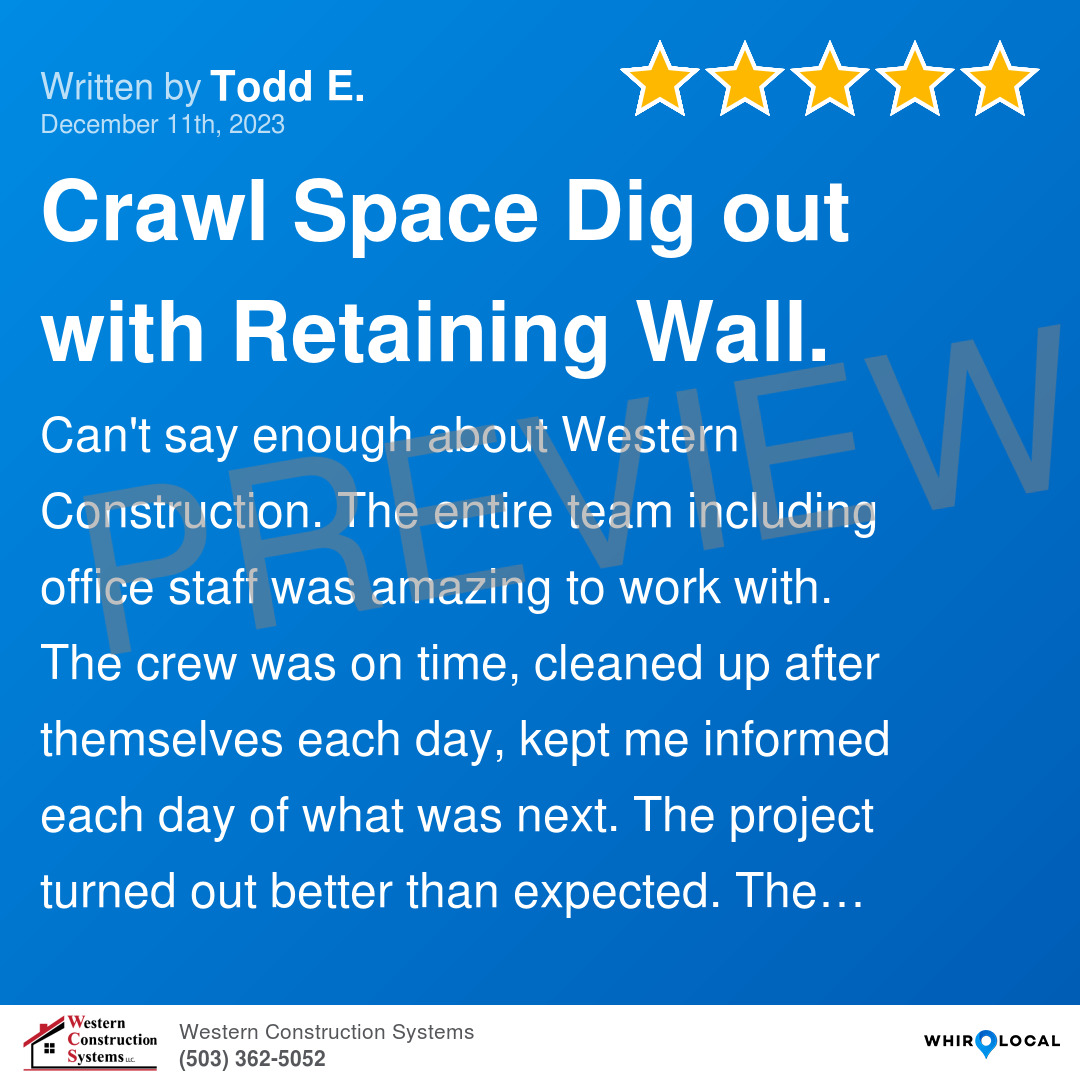 Crawl Space Dig out with Retaining Wall. | Western Construction Systems
